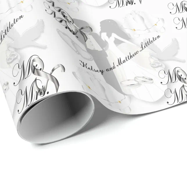 Mr. and Mrs. Wedding Design Wrapping Paper | Zazzle