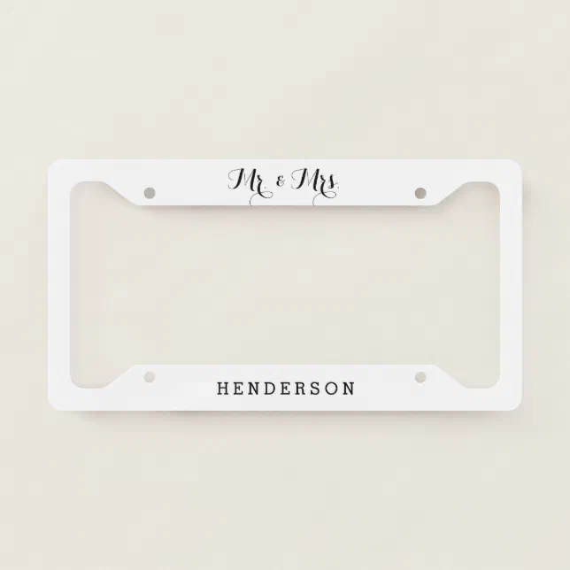 Mr And Mrs Wedding License Plate Frame | Zazzle