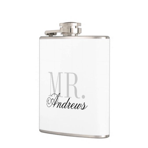 Mr. and Mrs. Wedding Monogram Hip Flask | Zazzle