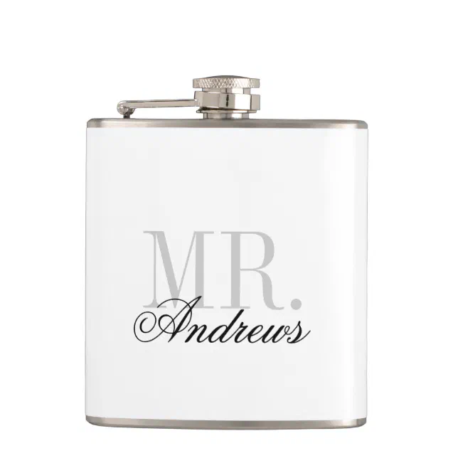 Mr. and Mrs. Wedding Monogram Hip Flask | Zazzle