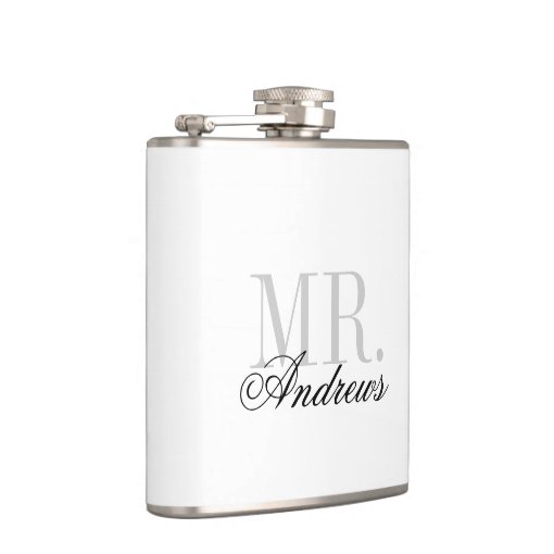 Mr. and Mrs. Wedding Monogram Hip Flask | Zazzle