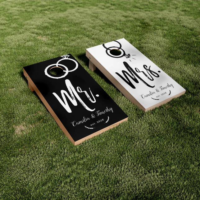 Mr. and Mrs Wedding Rings Cornhole Set | Zazzle