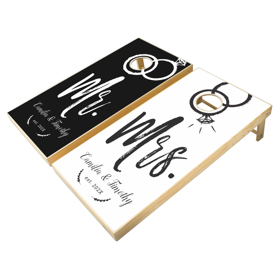 Mr. and Mrs Wedding Rings Cornhole Set | Zazzle