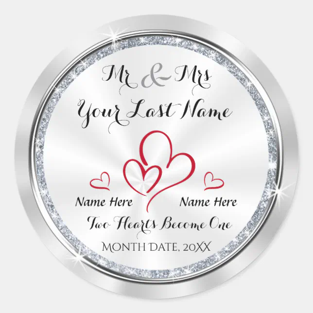 Mr and Mrs Wedding Stickers Personalized | Zazzle