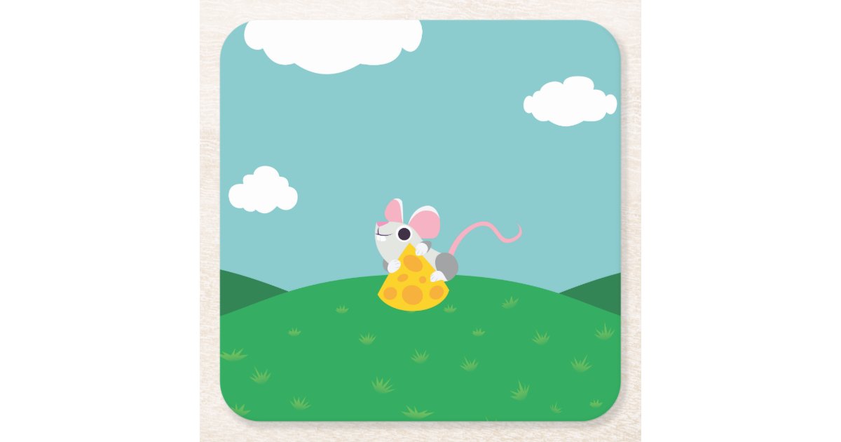 Mr. Cheeseman the Mouse Square Paper Coaster | Zazzle