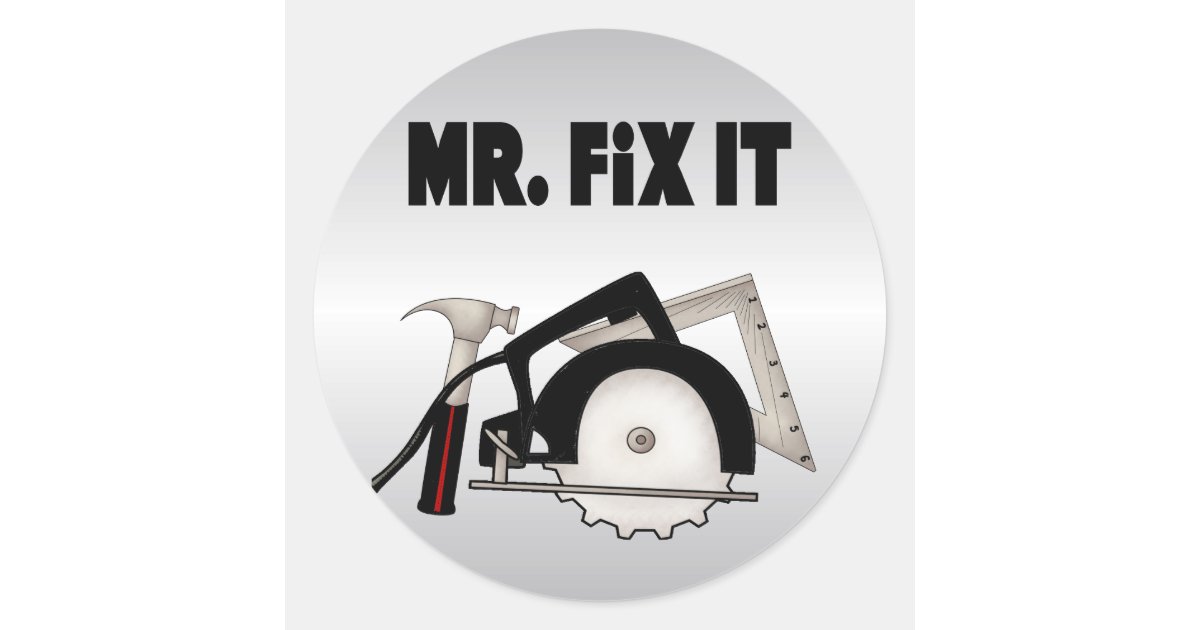 Mr Fix It Classic Round Sticker | Zazzle