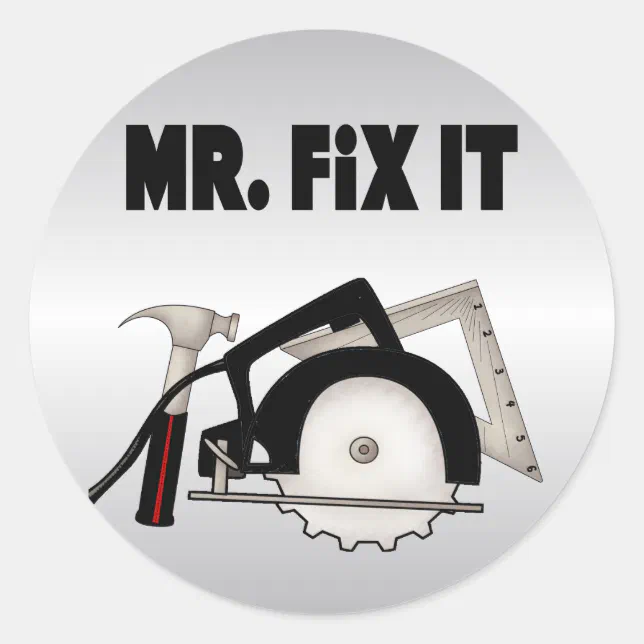 Mr Fix It Classic Round Sticker | Zazzle