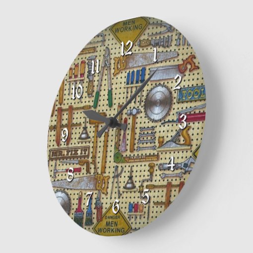 Mr. Fix It Handyman Tools Wall Round Clock | Zazzle