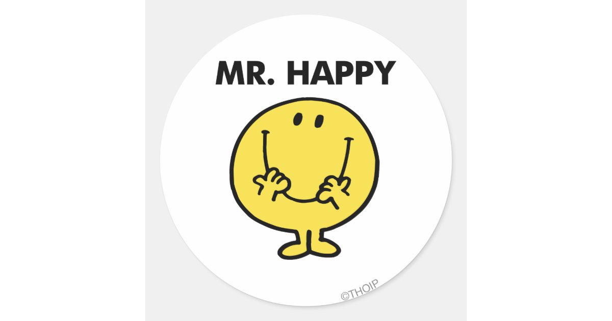 Mr. Happy | Giant Smiley Face Classic Round Sticker | Zazzle.com