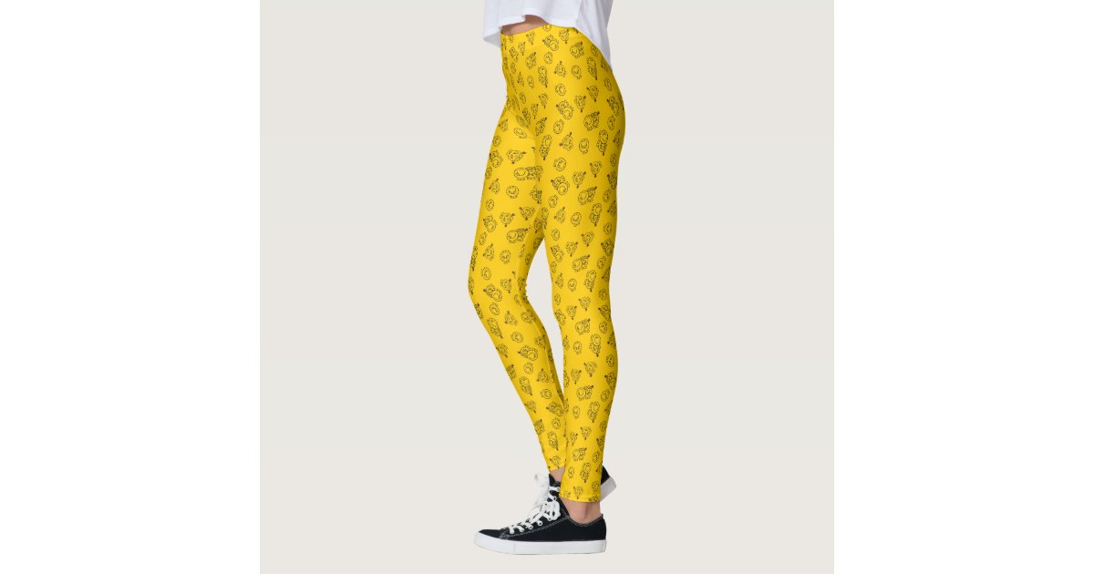 Mr Happy & Little Miss Sunshine | Yellow Pattern Leggings | Zazzle