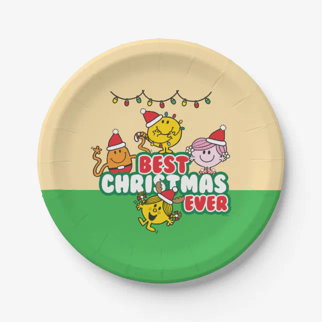 Mr Men Little Miss Best Christmas Ever Paper Plates | Zazzle
