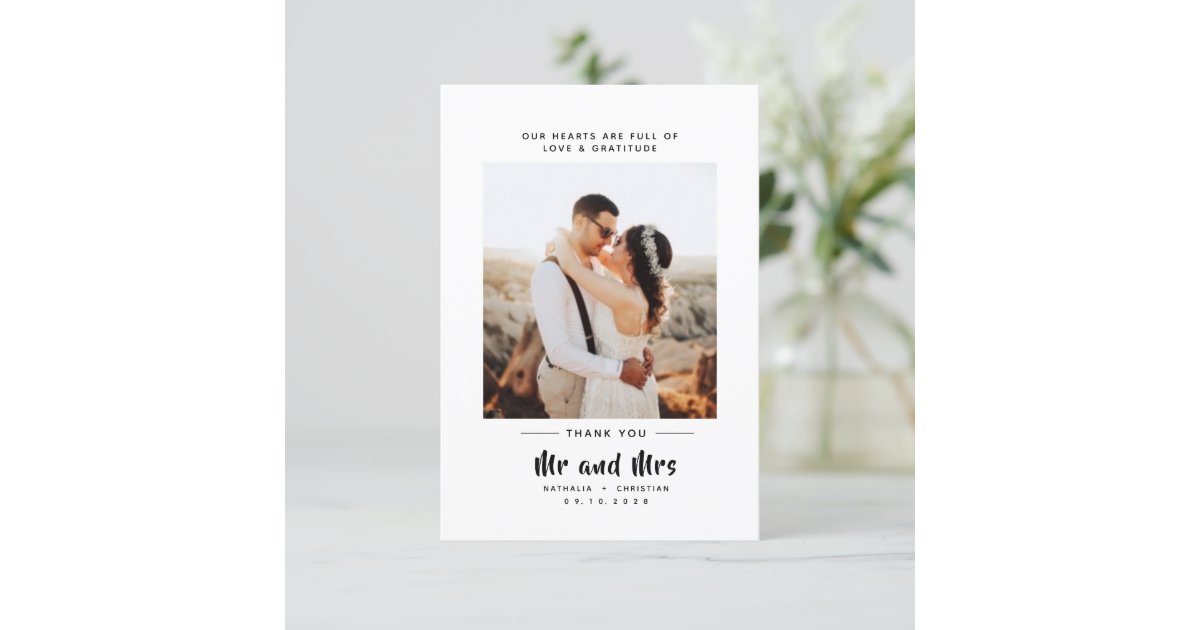 Mr & Mrs | Bold Script Wedding Thank You Card | Zazzle