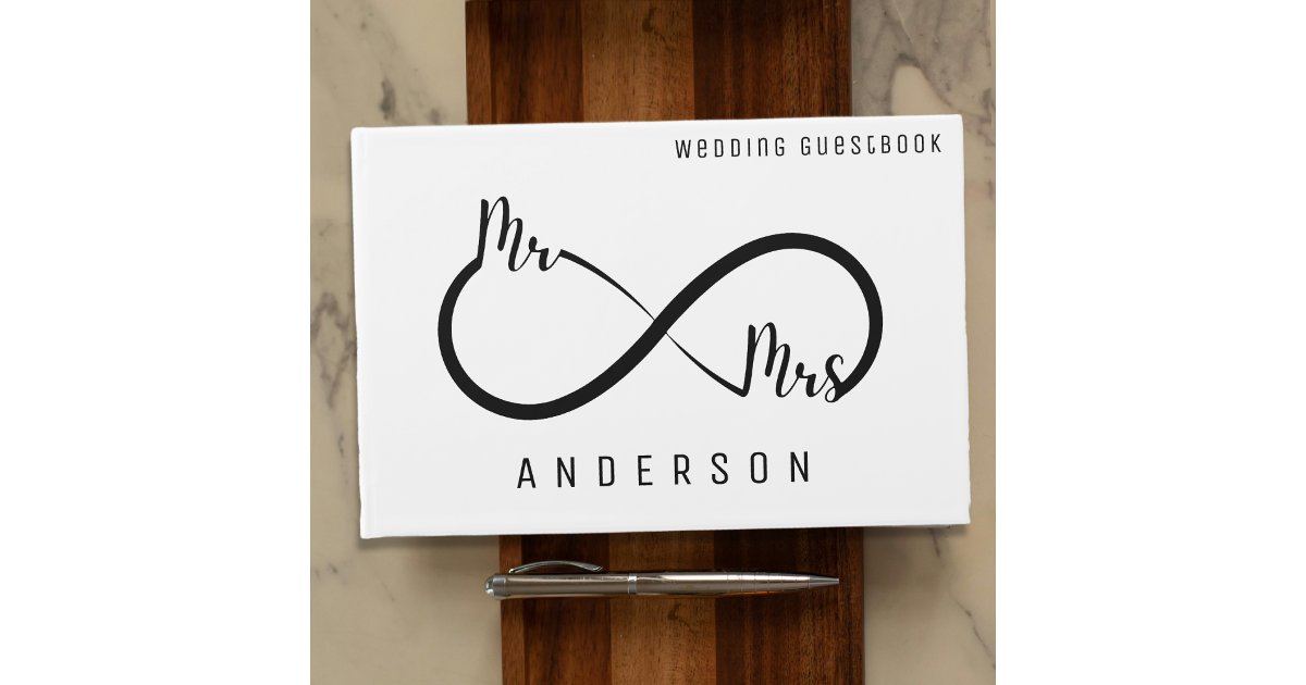 Mr & Mrs Infinity Symbol Wedding Guest Book | Zazzle