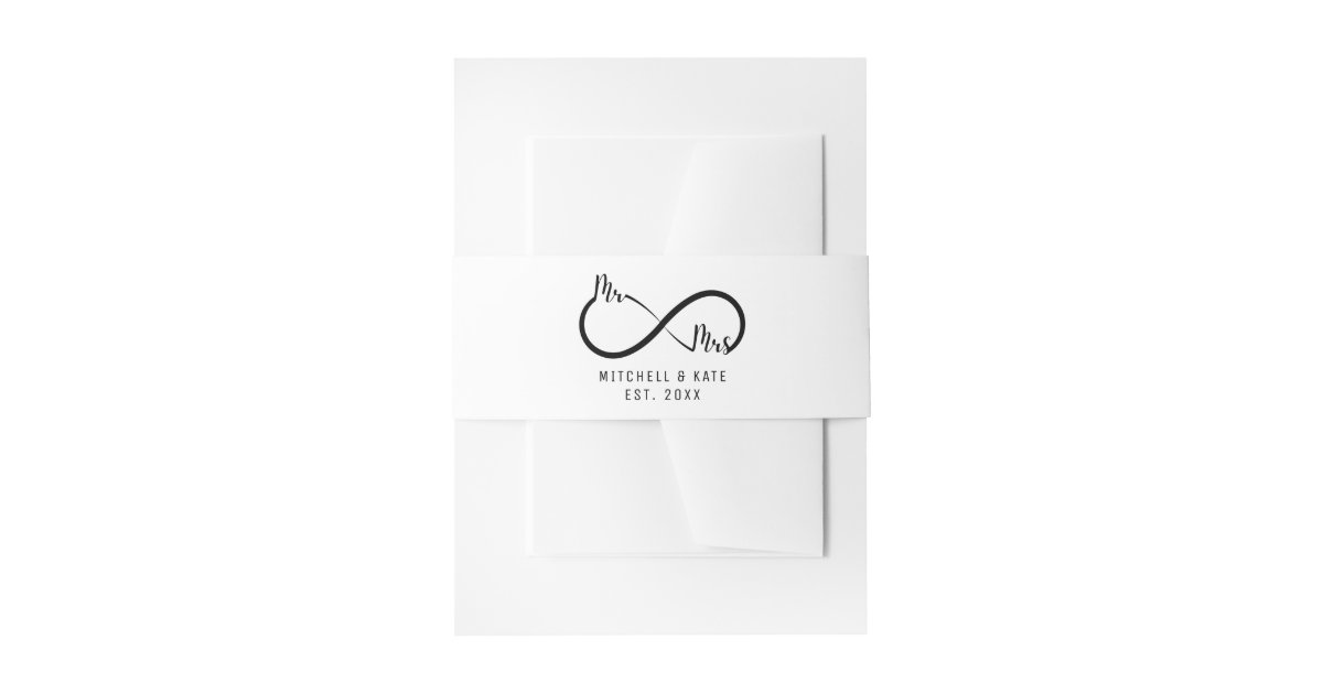 Mr & Mrs Infinity Symbol Wedding Invitation Belly Band | Zazzle
