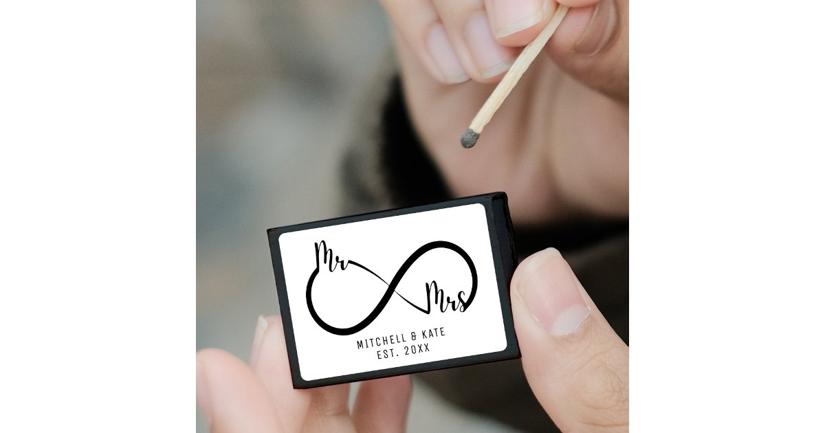 Mr & Mrs Infinity Symbol Wedding Matchboxes | Zazzle
