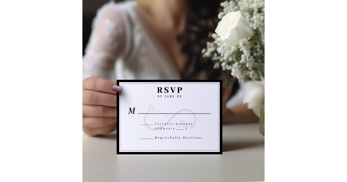 Mr & Mrs Infinity Symbol Wedding RSVP Card | Zazzle