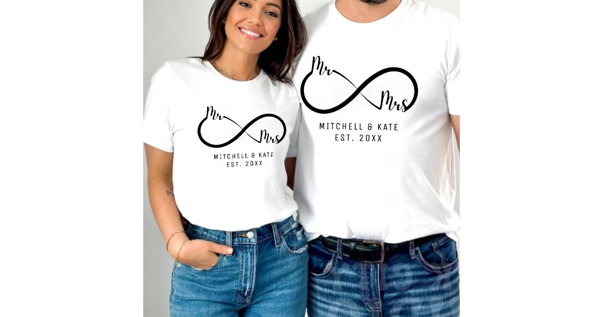 Mr & Mrs Infinity Symbol Wedding T-Shirt | Zazzle