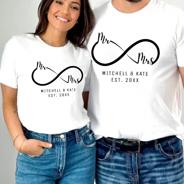 Mr & Mrs Infinity Symbol Wedding T-Shirt | Zazzle