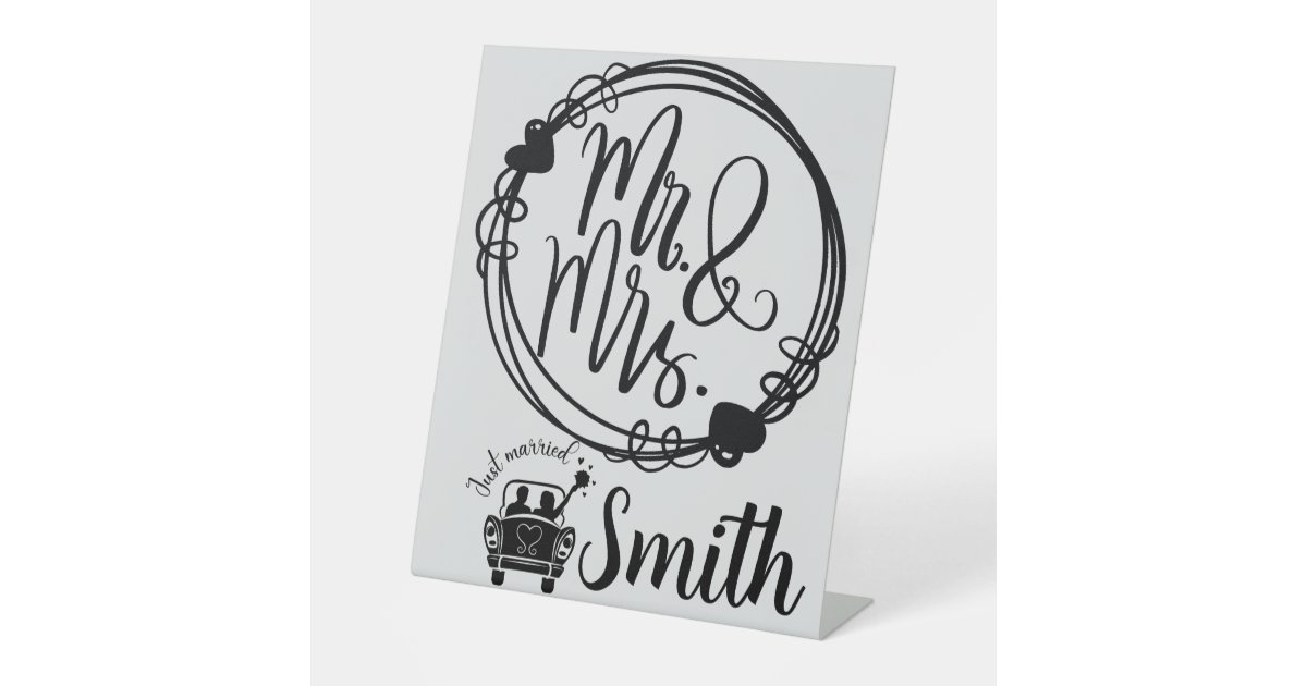 Mr & Mrs Just Married Wedding Custom Sign | Zazzle