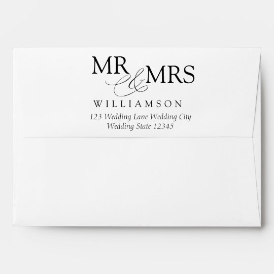 Mr & Mrs Modern Black White Wedding Return Address Envelope | Zazzle.com