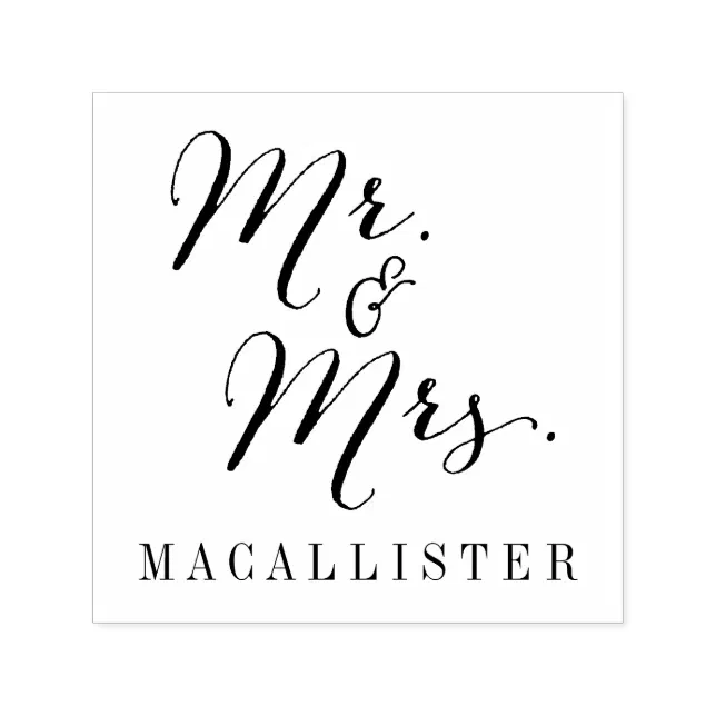 Mr & Mrs Modern Script Wedding Self Inking Stamp | Zazzle