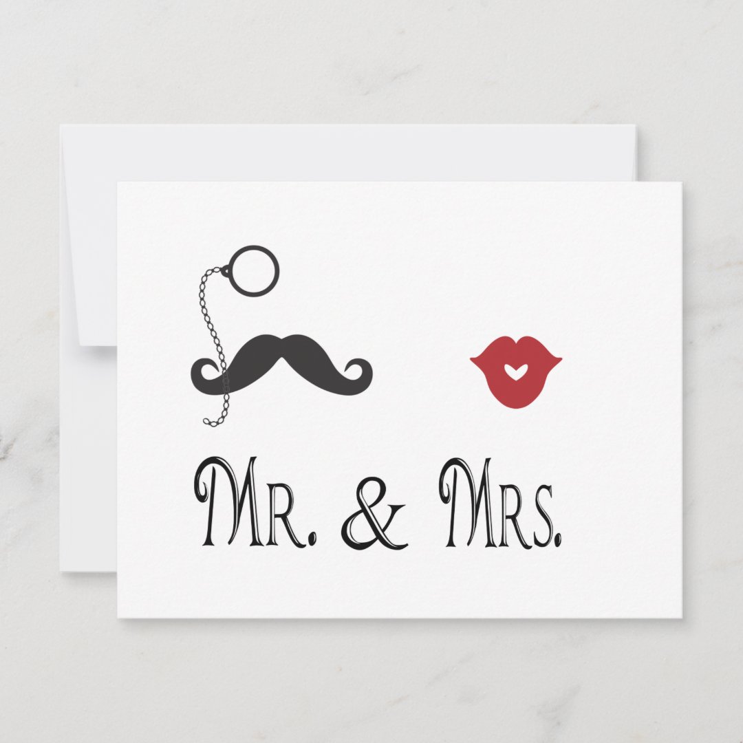 Mr. & Mrs. Mustache & Lips Wedding Invitations | Zazzle
