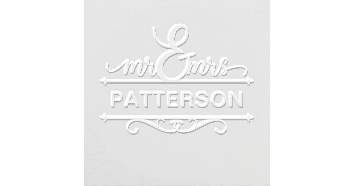 Mr & Mrs Simple Modern Personalized Name Embosser | Zazzle