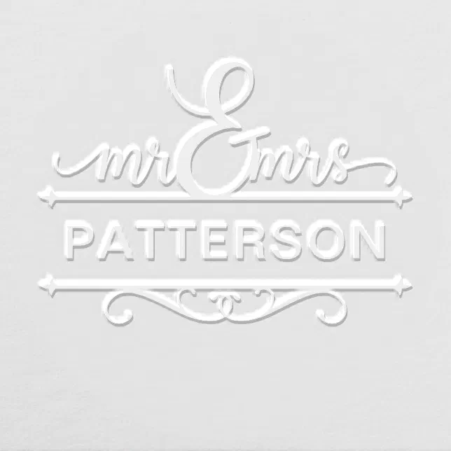 Mr & Mrs Simple Modern Personalized Name Embosser | Zazzle