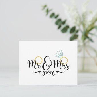 Mr & Mrs Wedding Rings Postcard | Zazzle