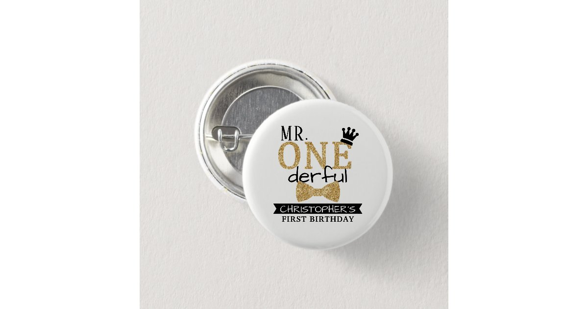 Mr. ONEderful 1st Birthday Party Favor Button | Zazzle
