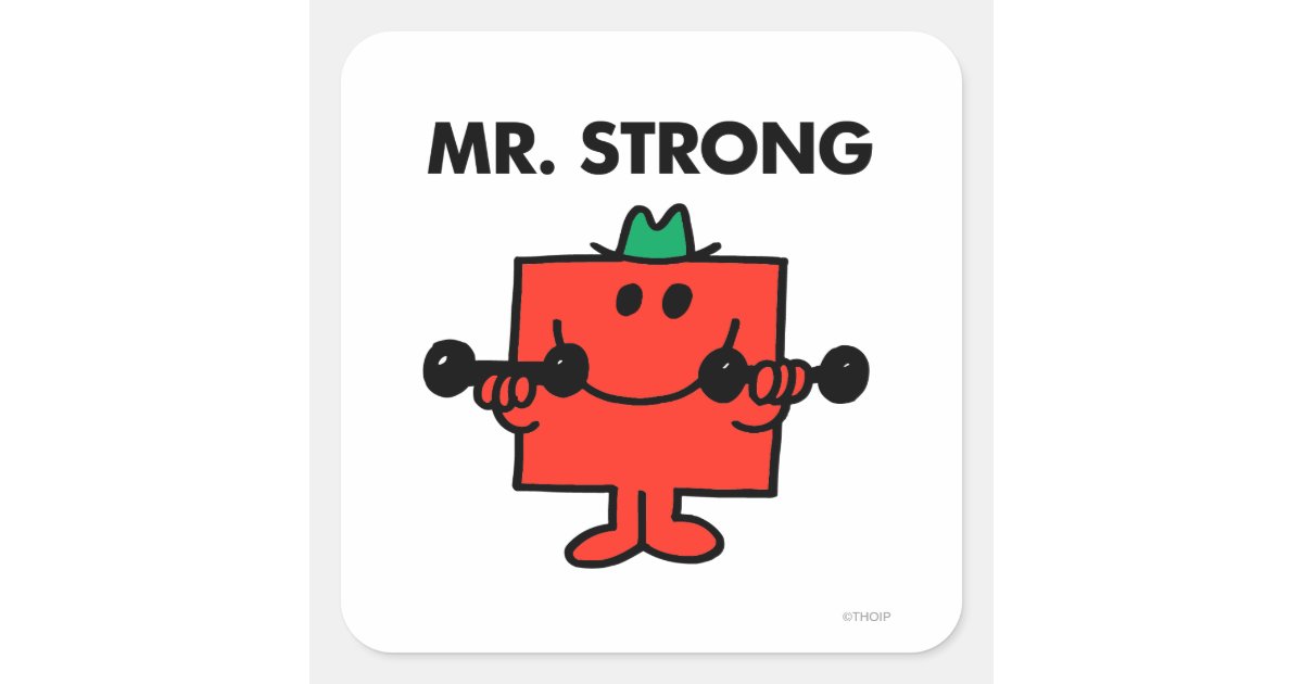 Mr. Strong | Lifting Weights Square Sticker | Zazzle