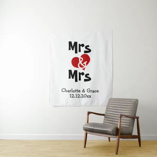 Mrs and Mrs Photo backdrop personalized wedding | Zazzle