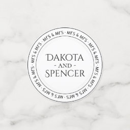 Mrs and Mrs Simple Modern Black White Party Confetti | Zazzle