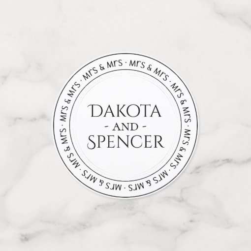 Mrs and Mrs Simple Modern Black White Party Confetti | Zazzle