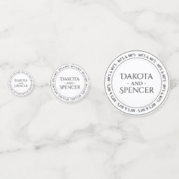 Mrs and Mrs Simple Modern Black White Party Confetti | Zazzle