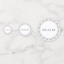 Mrs and Mrs Simple Modern Black White Party Confetti | Zazzle