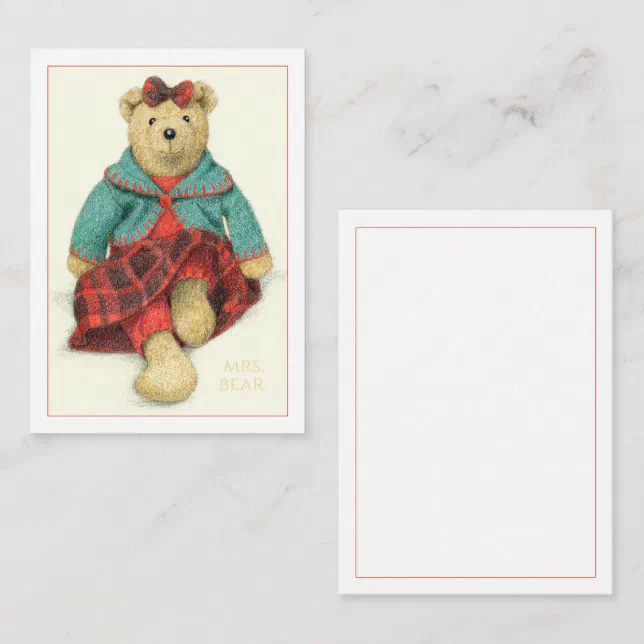 MRS. BEAR 3.5x2.5 Flat Card | Zazzle