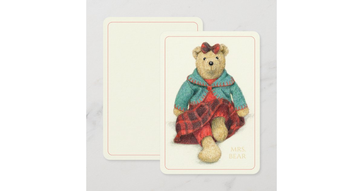 MRS. BEAR 3.5x5 Flat Card II | Zazzle