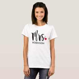 Mrs Black Modern Script Custom Wedding Monogram T-Shirt | Zazzle