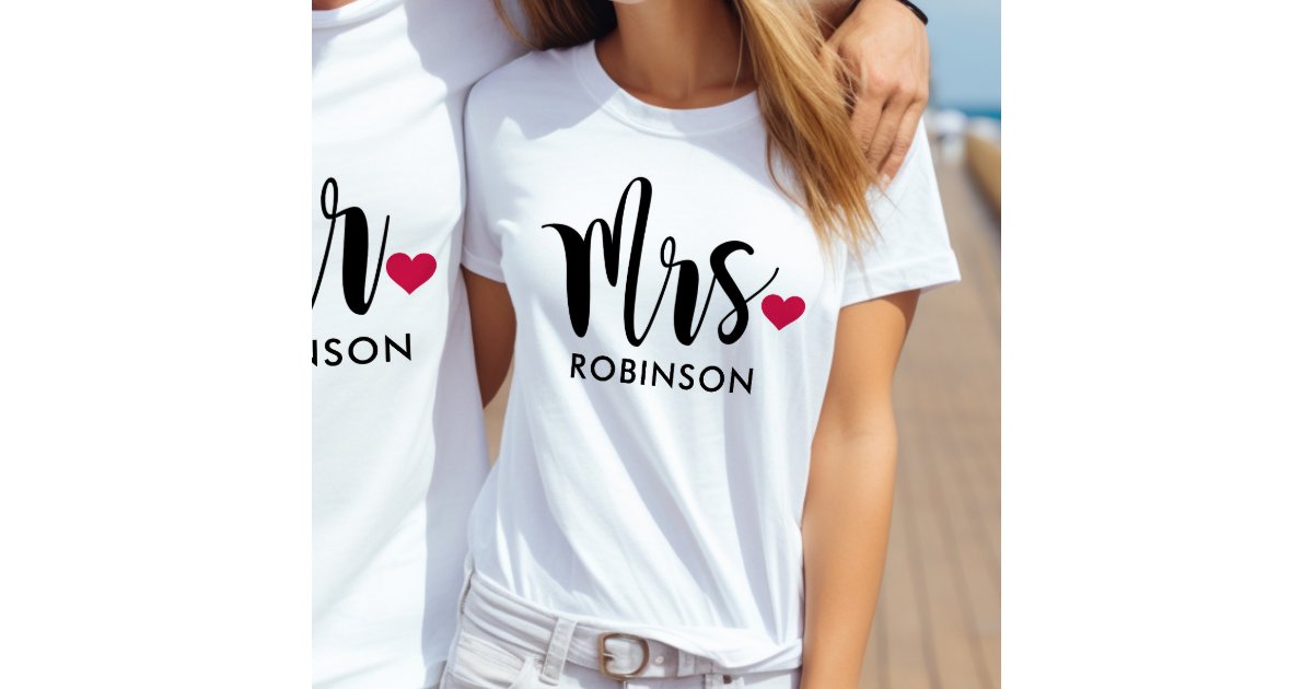 Mrs Black Modern Script Custom Wedding Monogram T-Shirt | Zazzle