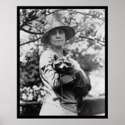 Mrs. Calvin Coolidge with her Raccoon 1923 Poster | Zazzle