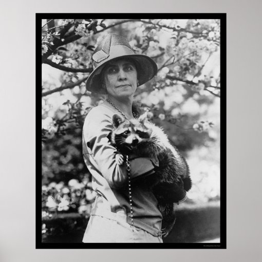 Mrs. Calvin Coolidge with her Raccoon 1923 Poster | Zazzle