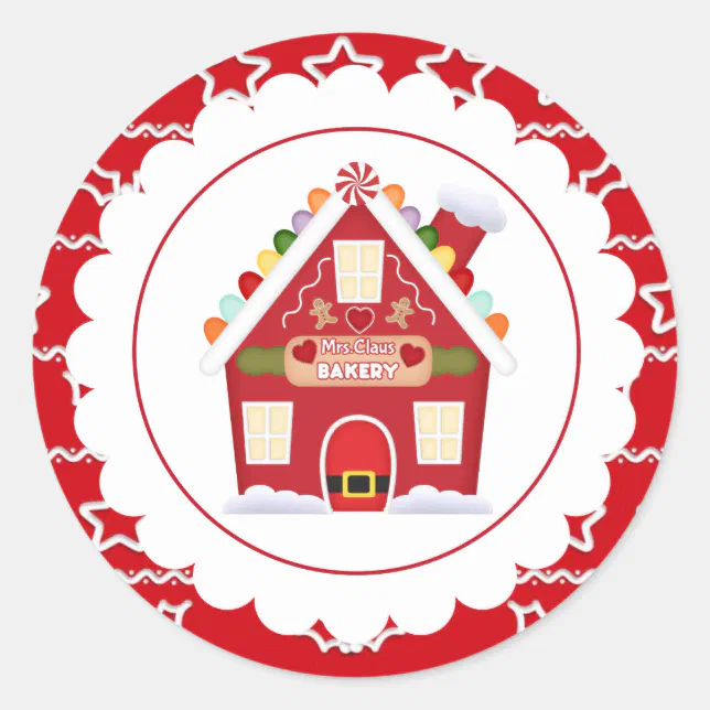 Mrs. Claus Bakery Christmas Holiday party sticker | Zazzle