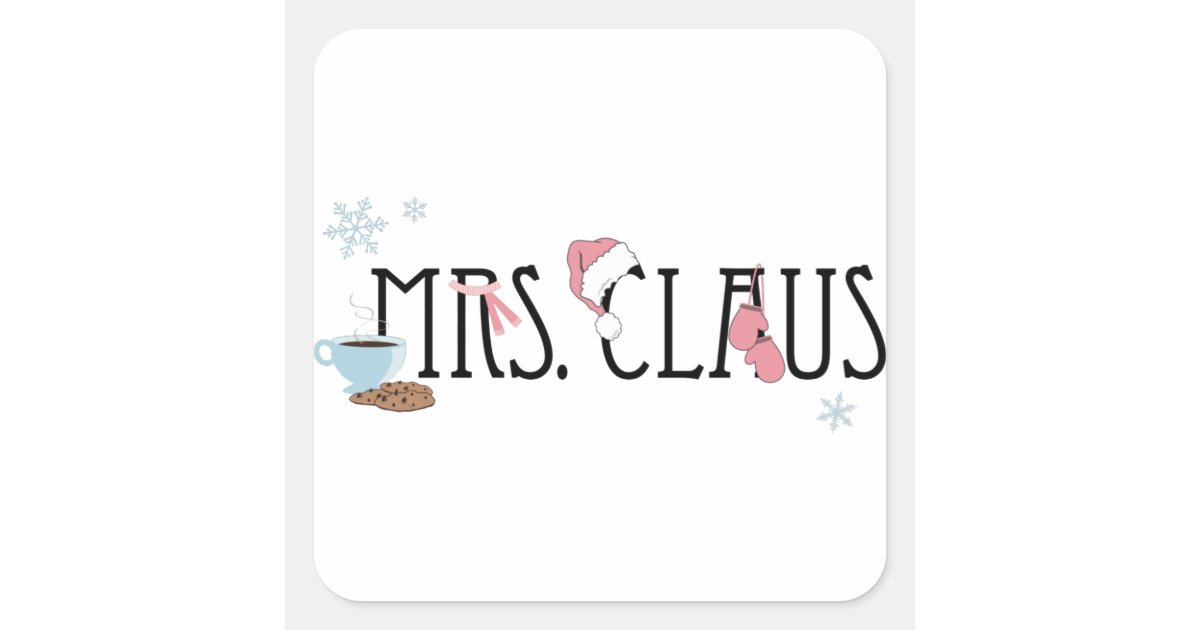 Mrs Claus Square Sticker | Zazzle