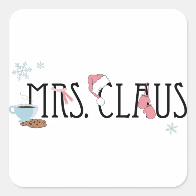 Mrs Claus Square Sticker | Zazzle