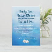 Mrs. & Mrs. Sandy Toes Wedding Invite sand dollars | Zazzle