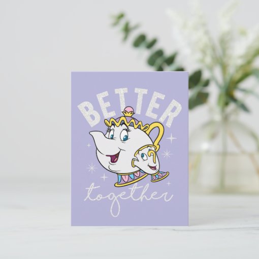 Mrs. Potts & Chip - Better Together Postcard | Zazzle