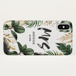 Mrs tropical leaf & typography Case-Mate iPhone case | Zazzle