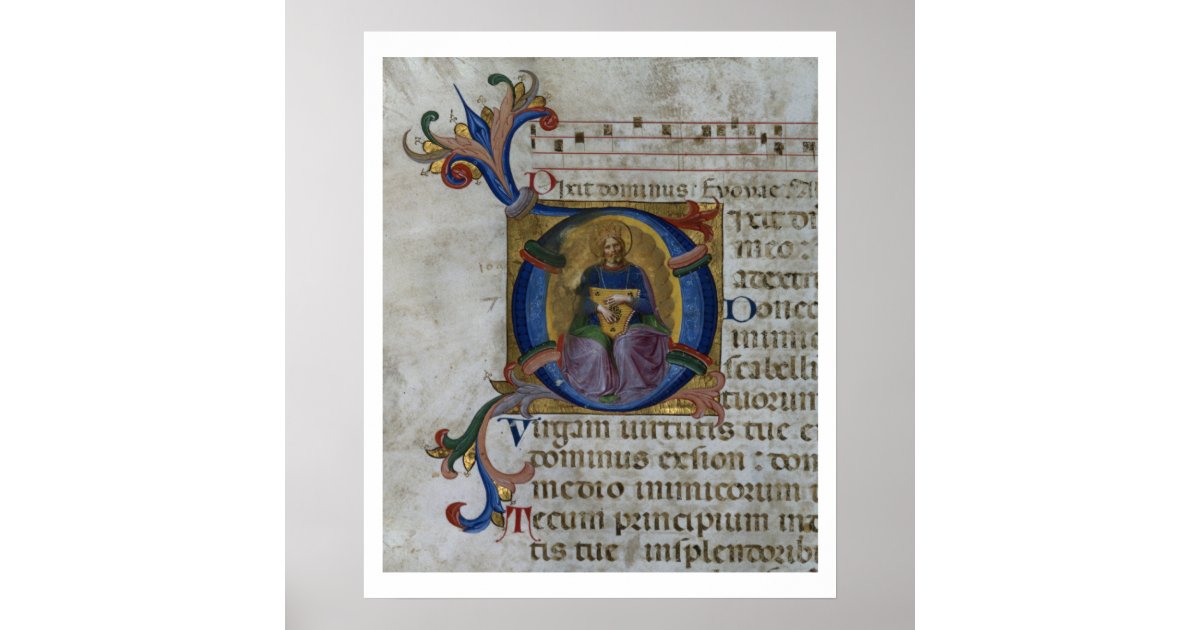 Ms 531 f.169v Historiated initial 'D' depicting Ki Poster | Zazzle