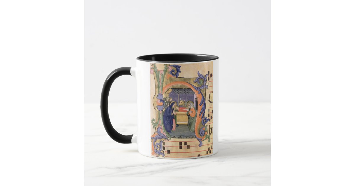 Ms 571 f.6r Historiated initial 'H' depicting the Mug | Zazzle